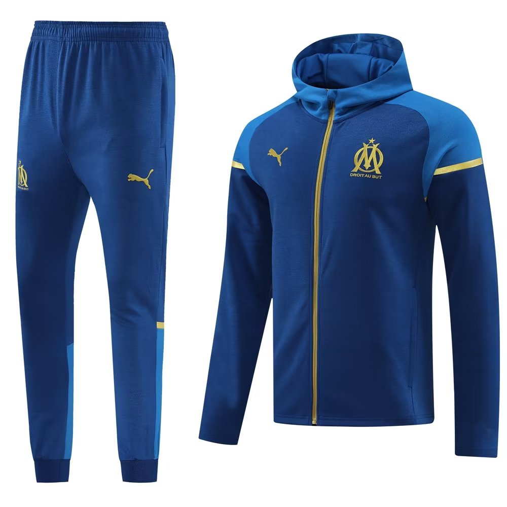 Conjunto Olympique de Marseille Zíper Longo Azul
